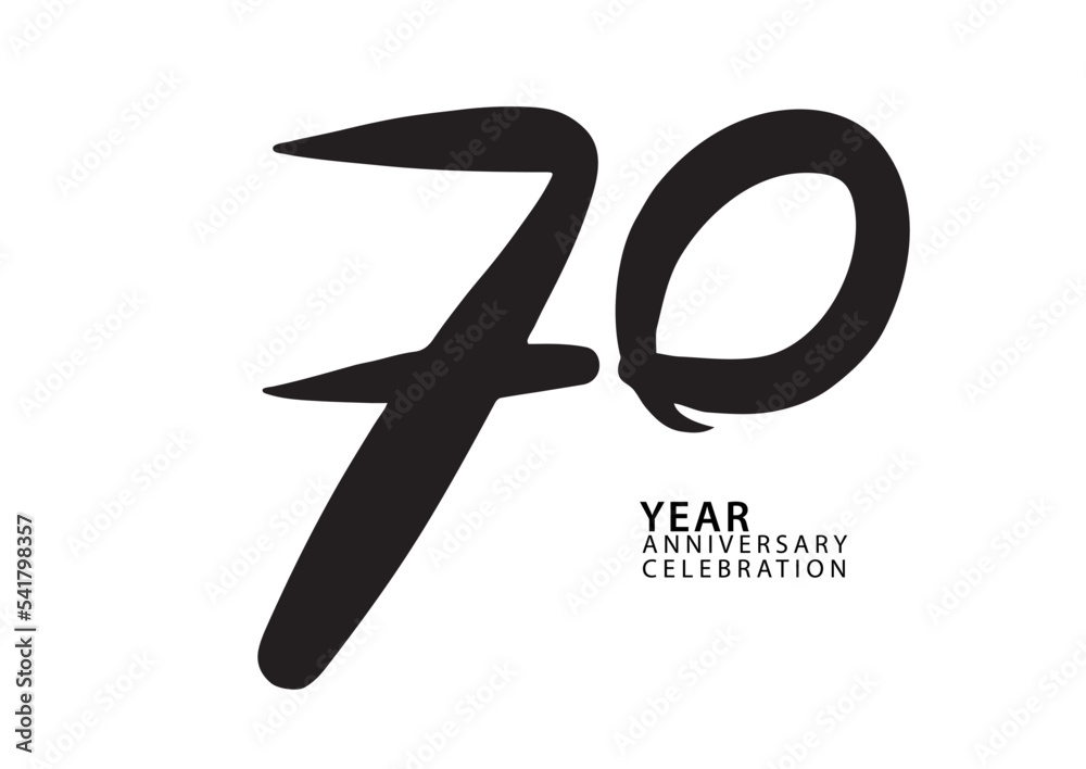70 year anniversary celebration black color logotype vector, 70 number ...