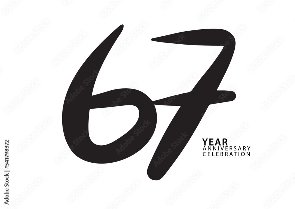 67 year anniversary celebration black color logotype vector, 67 number ...