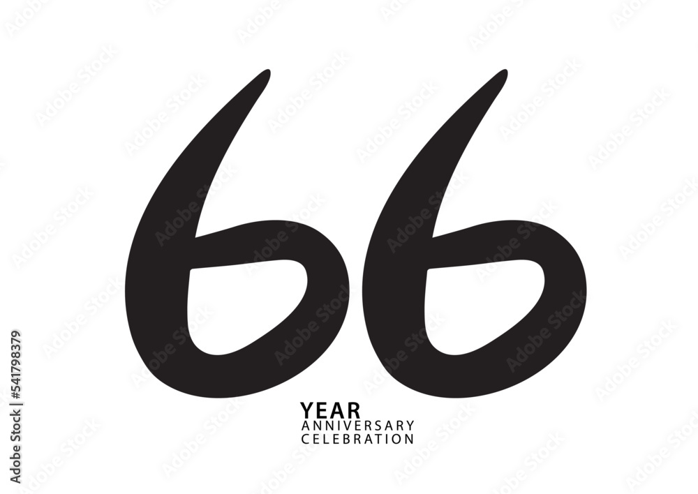 66 year anniversary celebration black color logotype vector, 66 number ...