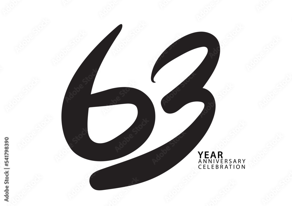 Vetor de 63 year anniversary celebration black color logotype vector ...
