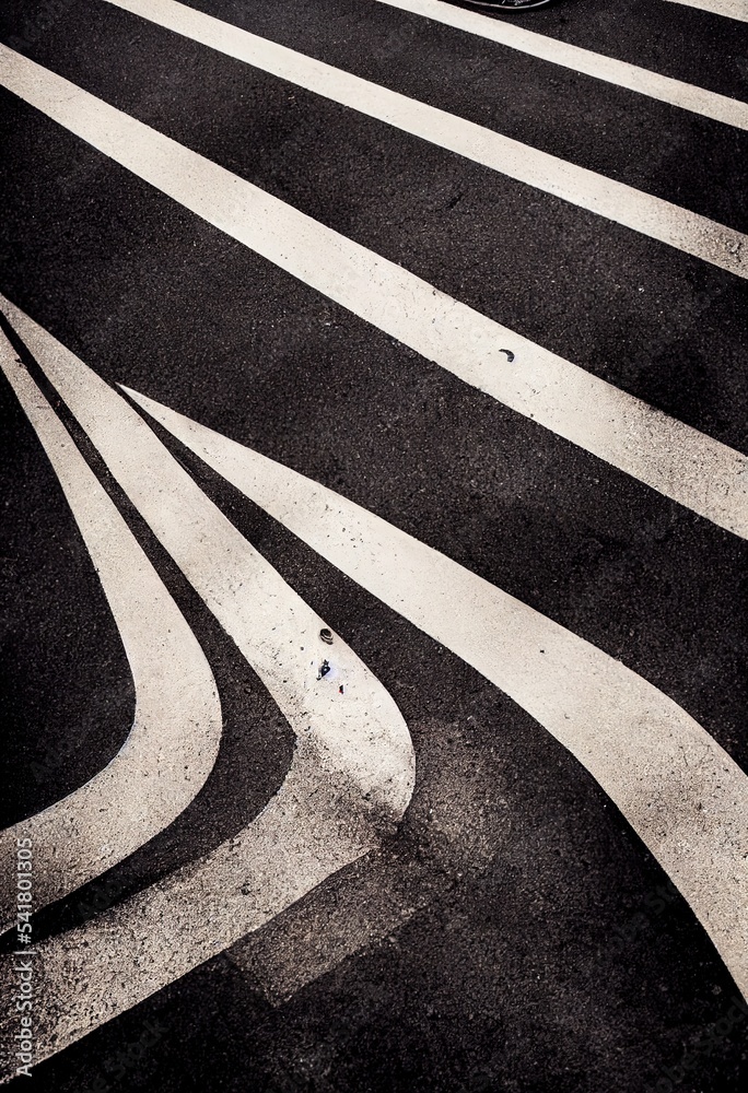 White stripes on a street. Illustration generated with Artificial ...