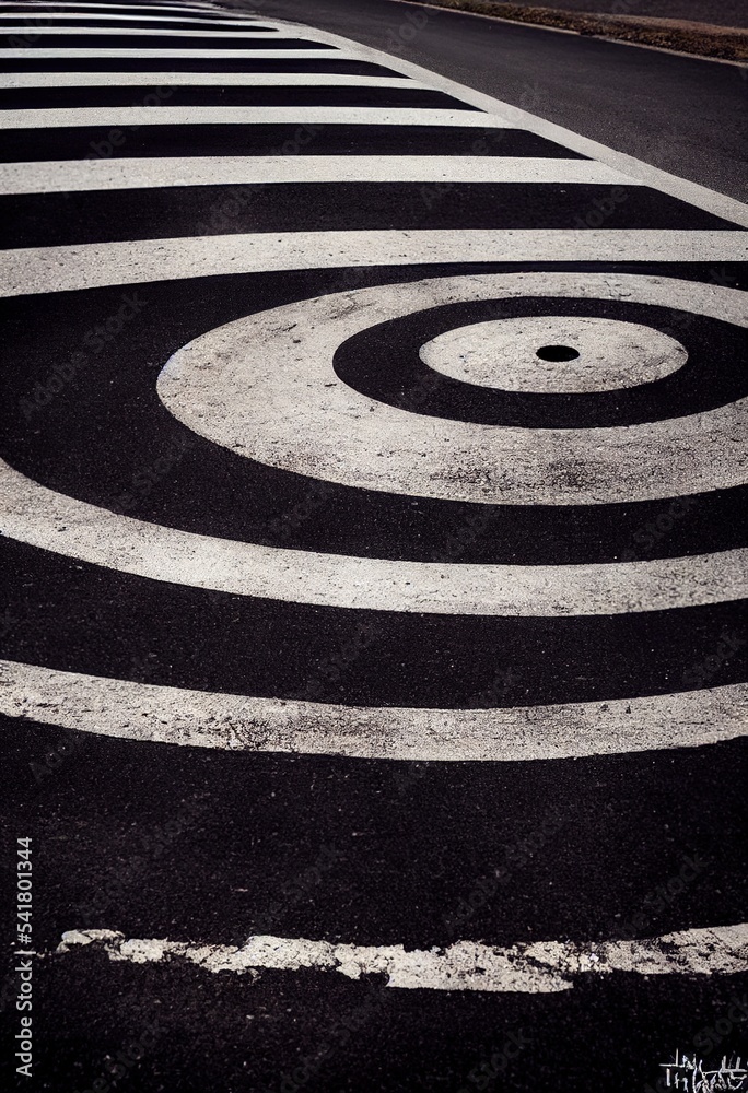 black and white circles on the ground. Illustration generated with ...