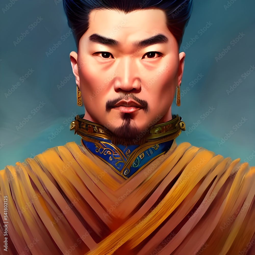 Portrait of Genghis Khan, Mongolian Emperor. High quality illustration ...
