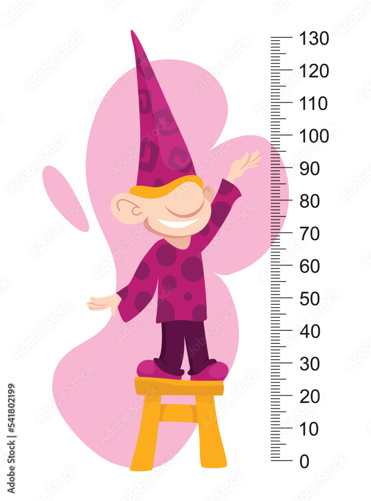 Height measure with growth ruler chart with cute cartoon gnome animal ...
