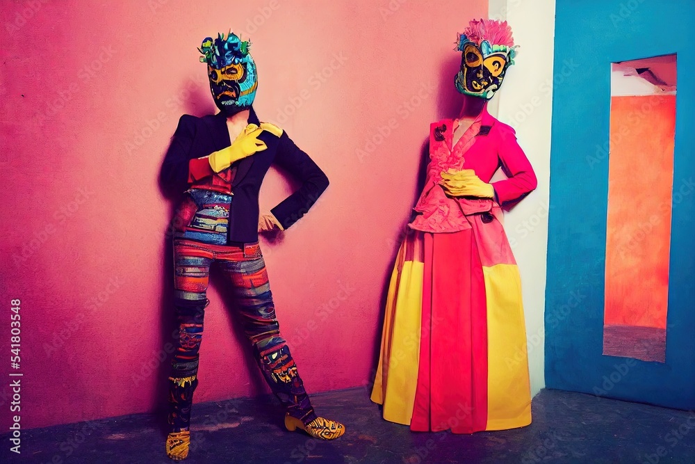 illustration of a whimsical fashion outfit and set. illustration ...