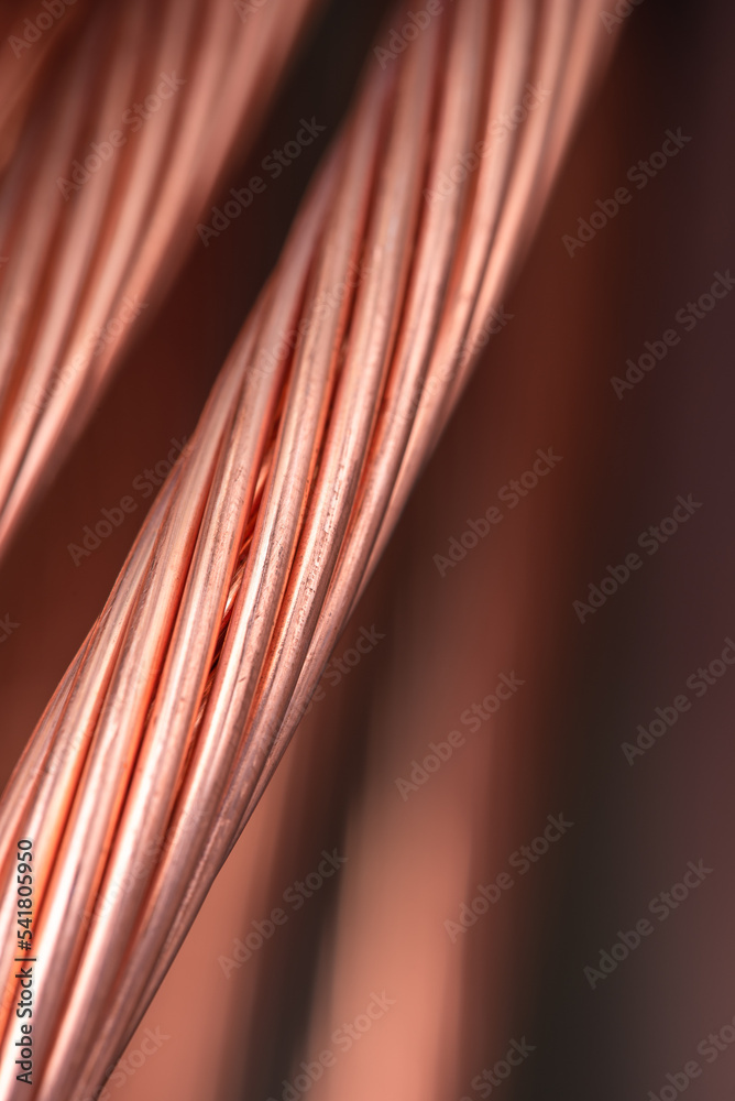 Copper wire cable, raw material energy industry Stock Photo | Adobe Stock