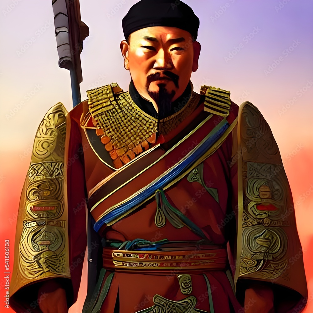 Portrait of Genghis Khan, Mongolian Emperor. High quality illustration ...