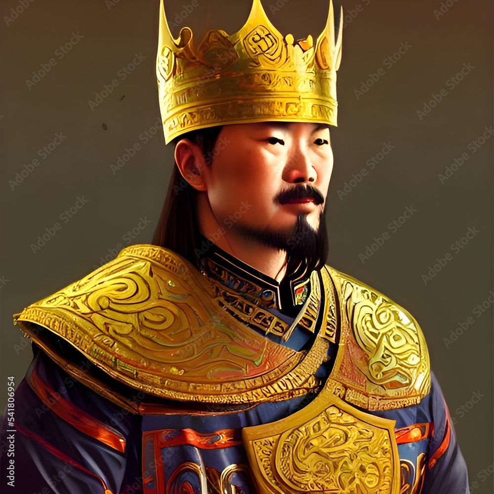 Portrait of Genghis Khan, Mongolian Emperor. High quality illustration ...