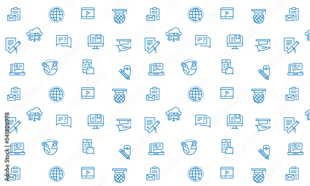 Educational and Learning concept,seamless pattern blue color. simple ...