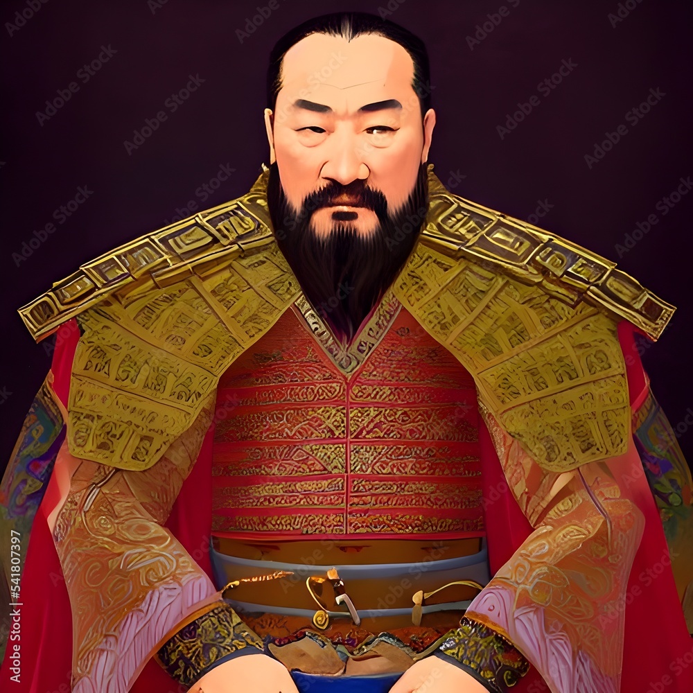 Portrait of Genghis Khan, Mongolian Emperor. High quality illustration ...