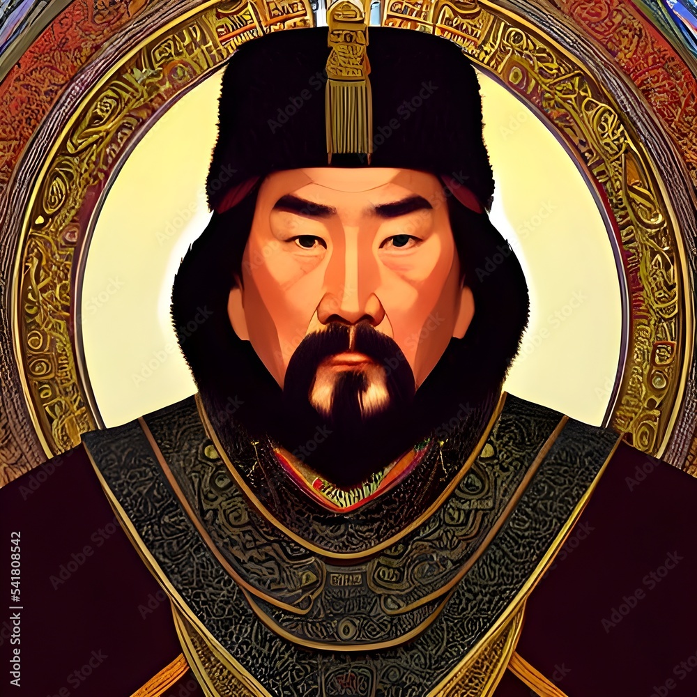 Portrait of Genghis Khan, Mongolian Emperor. High quality illustration ...
