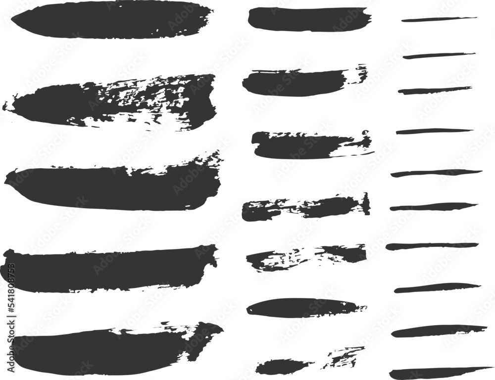 Vector Paint Brush Textures. Black Watercolor Brush. Collection of ...