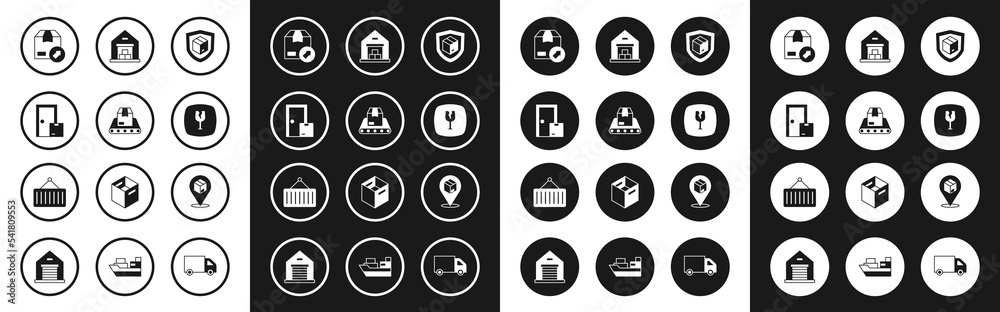 Set Delivery security with shield, Conveyor belt box, Home delivery services, Carton cardboard ...