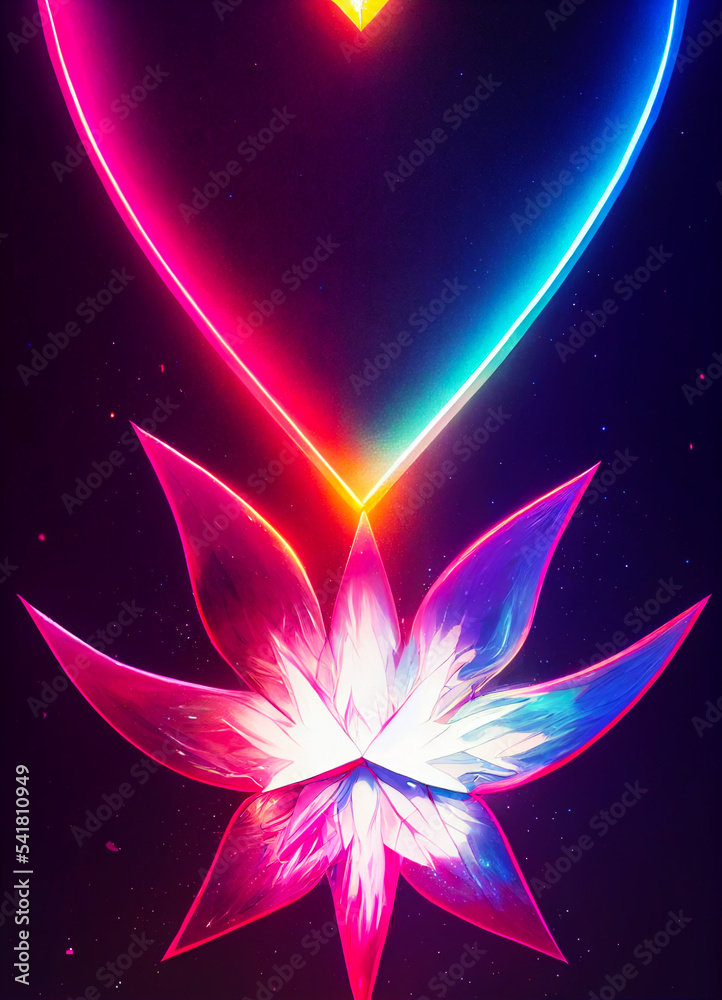 Neon lights background with lottus flower Stock Illustration | Adobe Stock