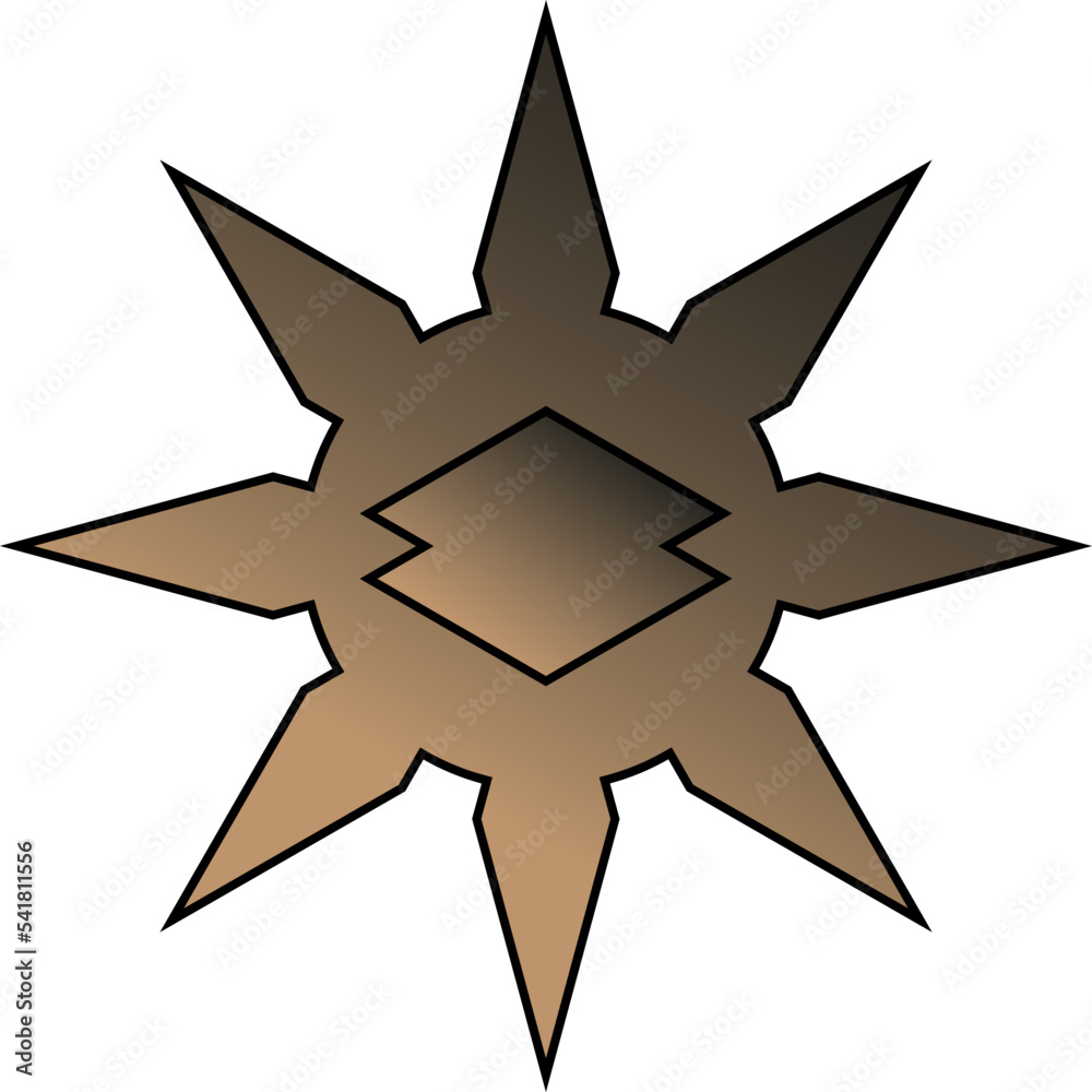 Shuriken gradient. Ninja throwing weapon. Multi-colored shuriken for a ...