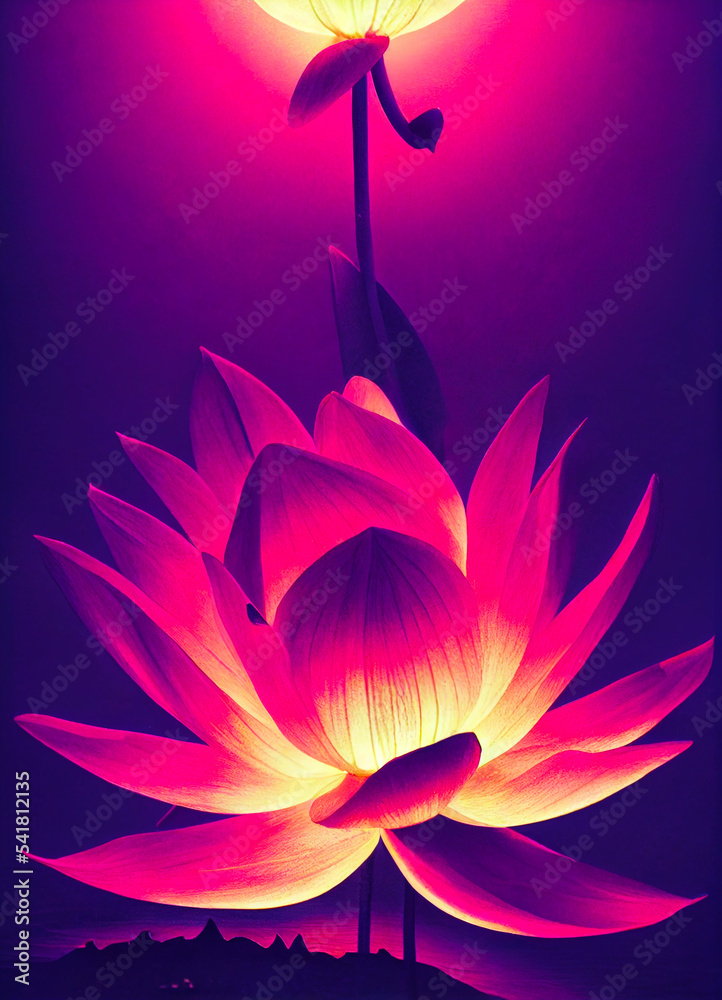 Neon pink lotus flower Stock Illustration | Adobe Stock