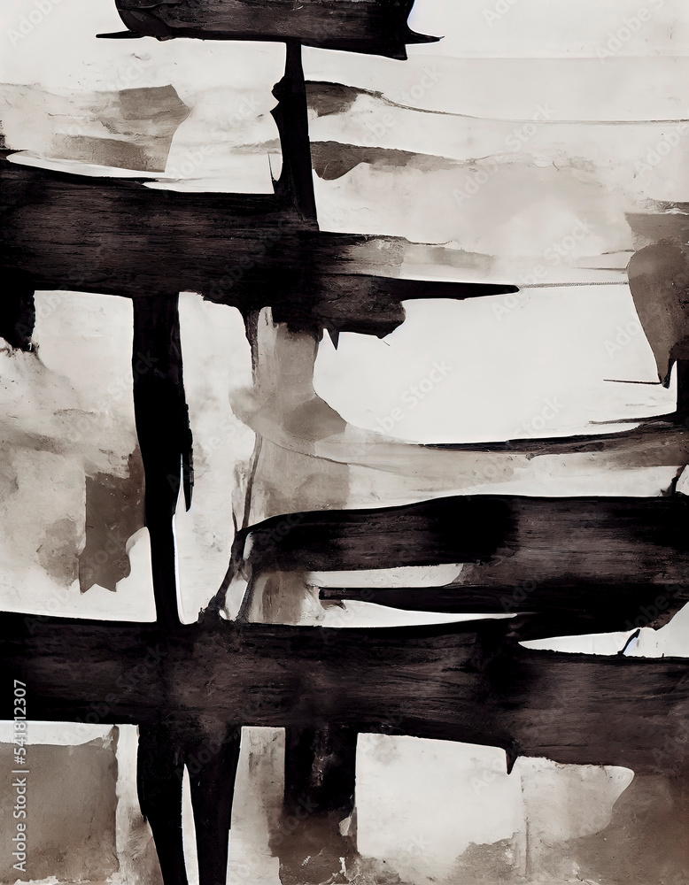 A digital abstract of thick black ink strokes on canvas Stock ...