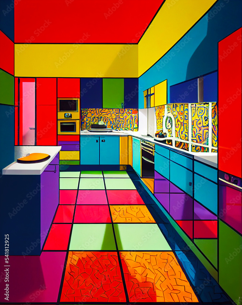 Interior of a modern kitchen. Sketch Stock Illustration | Adobe Stock