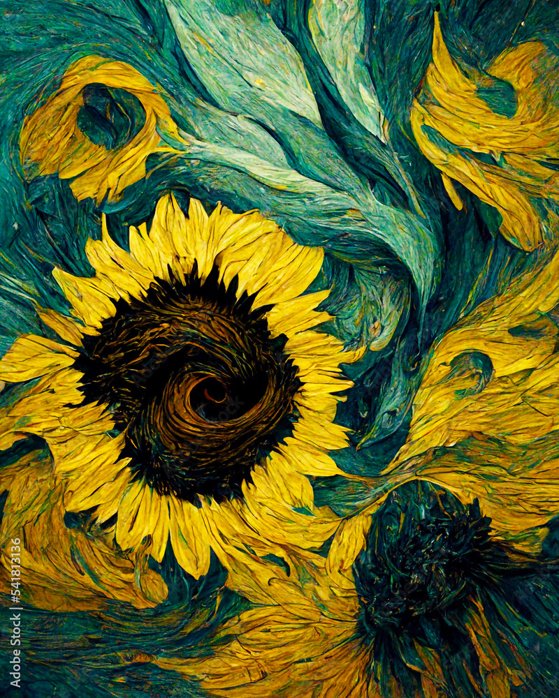 Abstract painting of sunflowers Stock Illustration | Adobe Stock