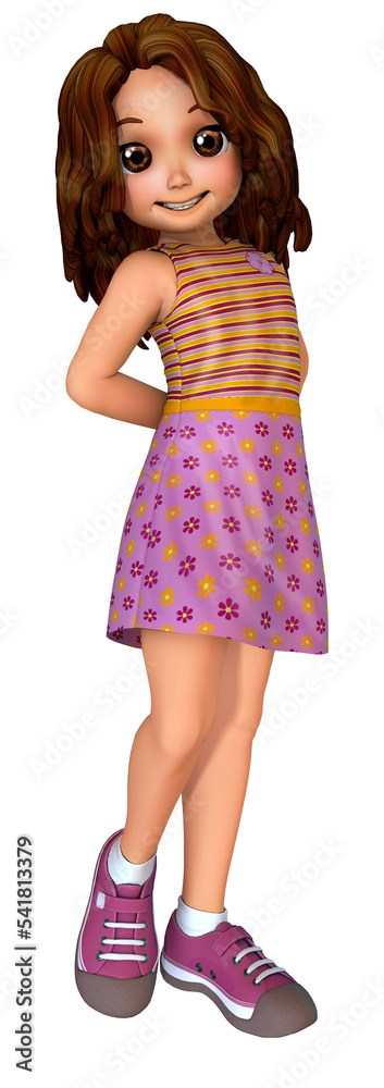Cartoon Girl Standing 3d Illustration Stock Illustration Adobe Stock