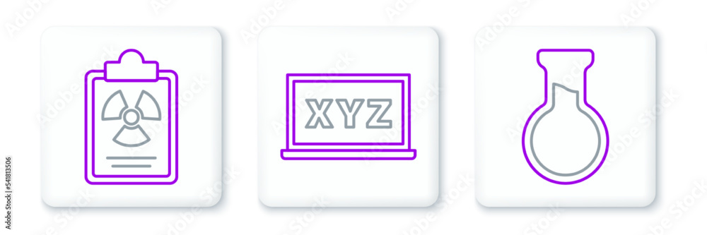 Set Line Test Tube And Flask Radiation Warning Document And Xyz