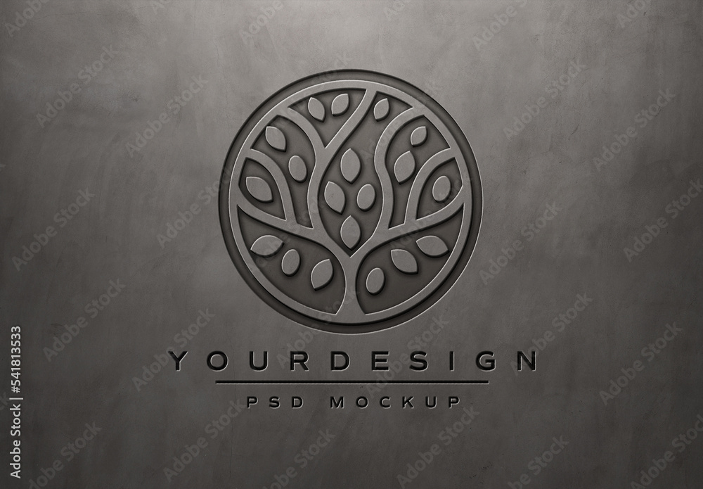 Engraved Logo Effect in Stone Mockup Stock Template | Adobe Stock