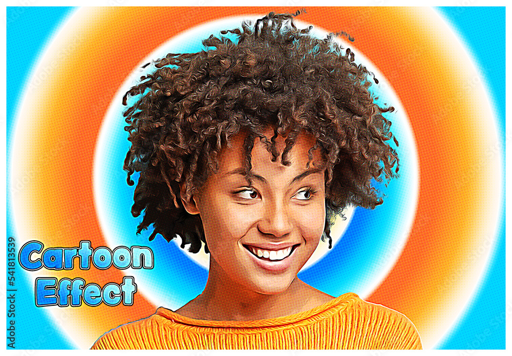 Cartoon Comic Book Photo Effect Mockup Stock Template | Adobe Stock