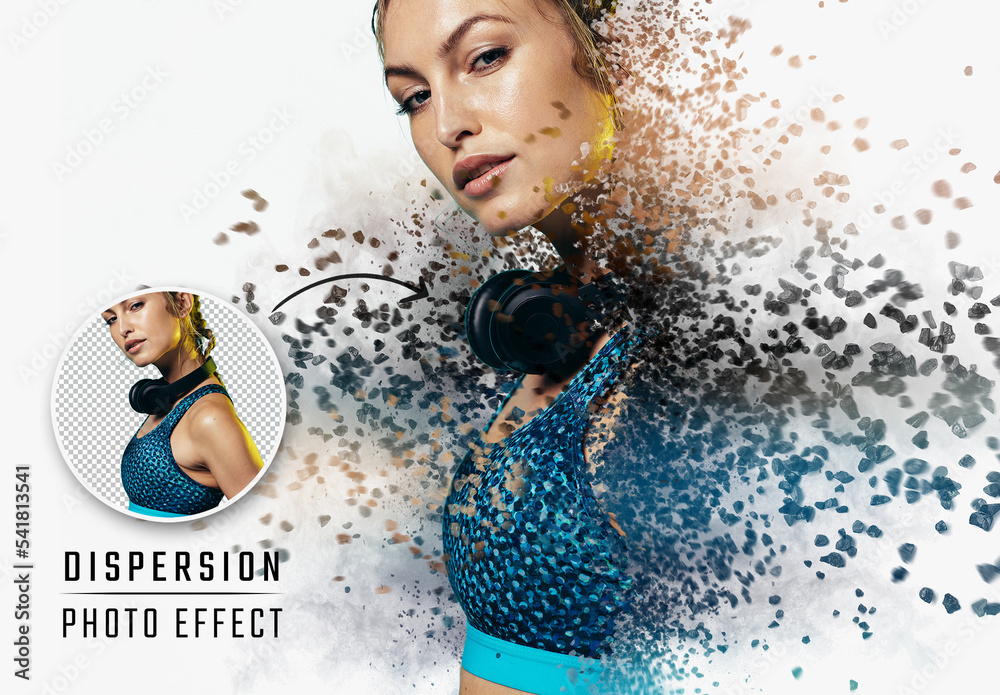 Dispersion Photo Effect with Rock Explosion Mockup Stock Template ...