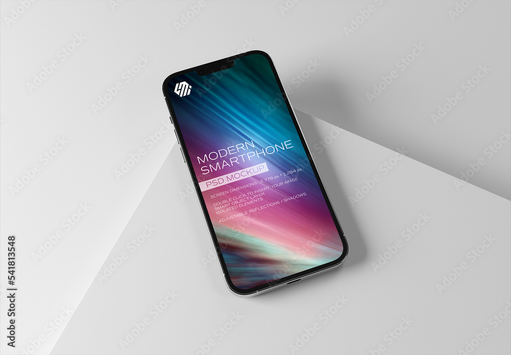 Mobile Phone Screen Mockup on White Display Stock Template | Adobe Stock