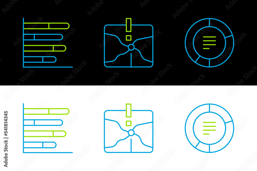 Set line Pie chart infographic, and Intersection point icon. Vector ...