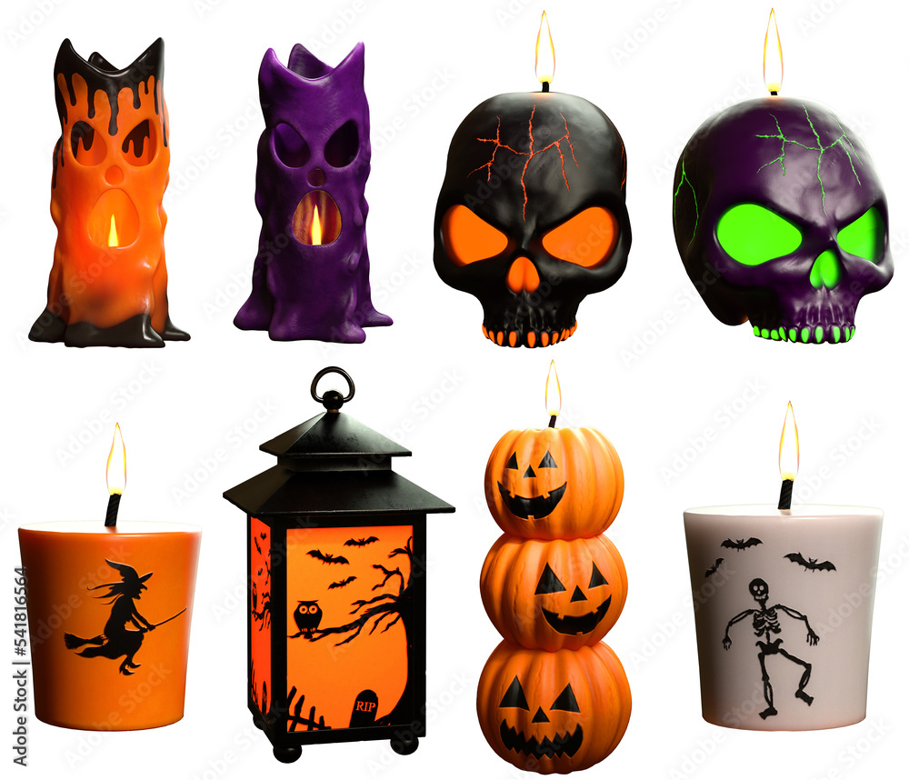 Halloween creepy candles 3D illustration Stock Illustration | Adobe Stock