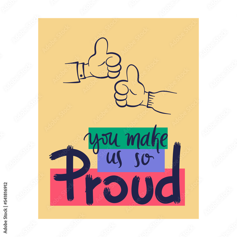 Proud Hand drawn pen calligraphy. Modern line lettering. Positive quote ...