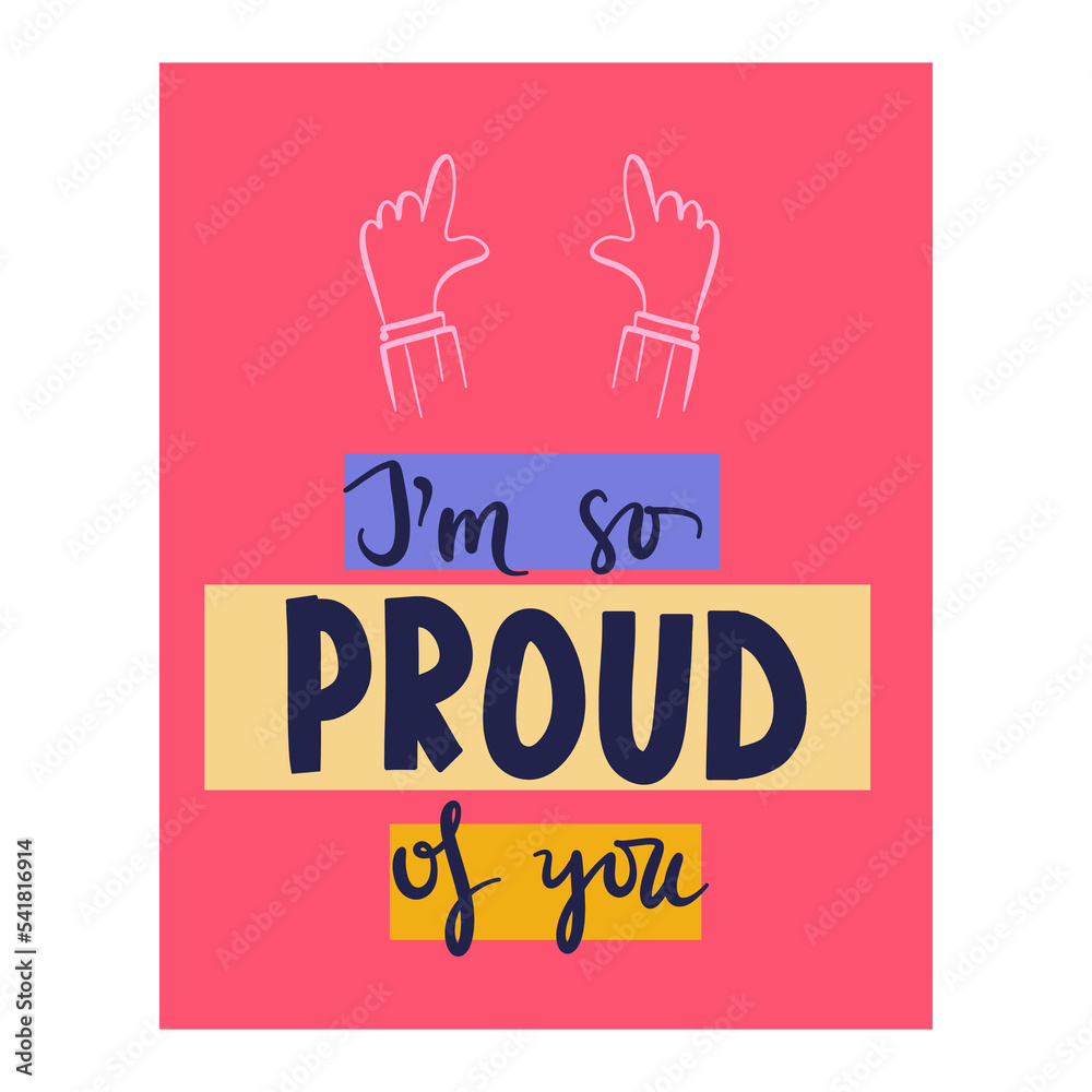 Proud Hand drawn pen calligraphy. Modern line lettering. Positive quote ...