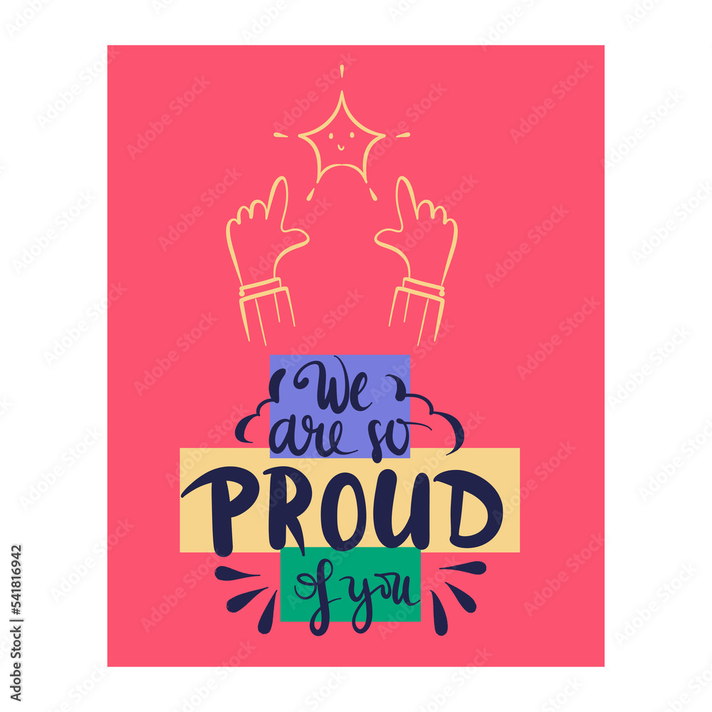 Proud Hand drawn pen calligraphy. Modern line lettering. Positive quote ...