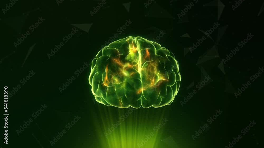 Animation of Digital Rotating Brain Representing The Synapse Process ...