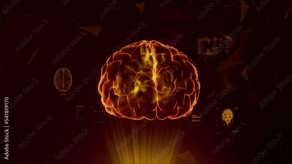 Animation of Digital Rotating Brain Representing The Synapse Process ...