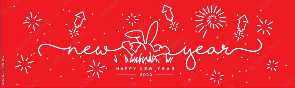 Happy new year 2023 chinese year of the rabbit. Rabbit in the center of ...