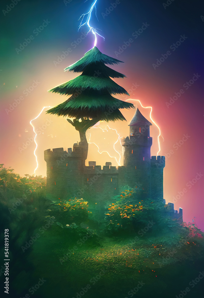 castle_lightning_8k_Kawaii_Pixar_style_wind_dramatic,art illustration ...