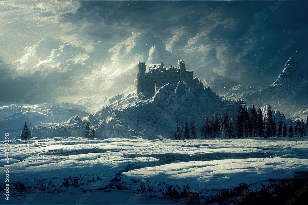 magnificent,large,stronghold,castle, art illustration Stock ...