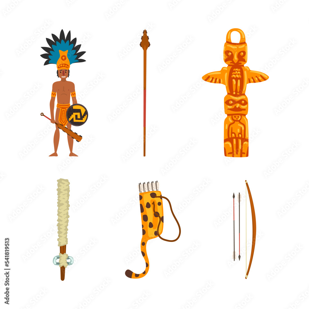 Maya Civilization Ethnic Symbols with Warrior Holding Shield and ...