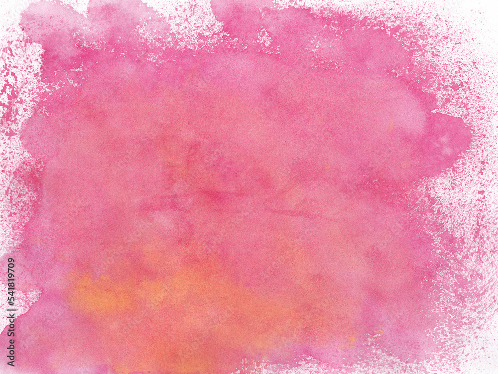 Watercolor background with pink splashes, spray, dots. Hand drawn ...