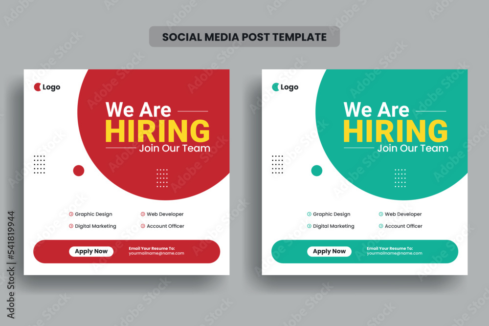 We are hiring job vacancy social media post banner template or web ...