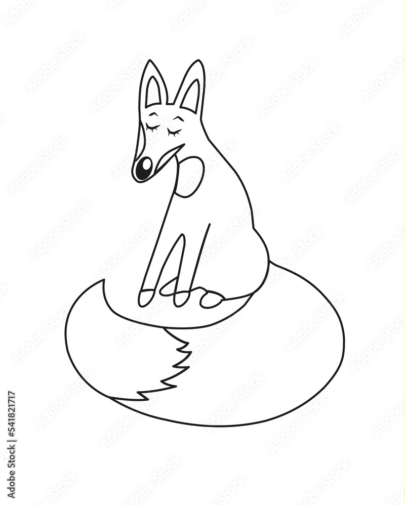 Fox. The contour image of an animal on a white background. Stock ...