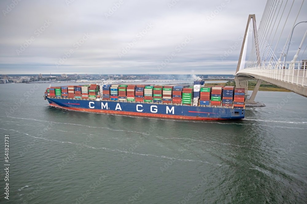 Laperouse, a container ship owned by French logistics company CMA CGM ...