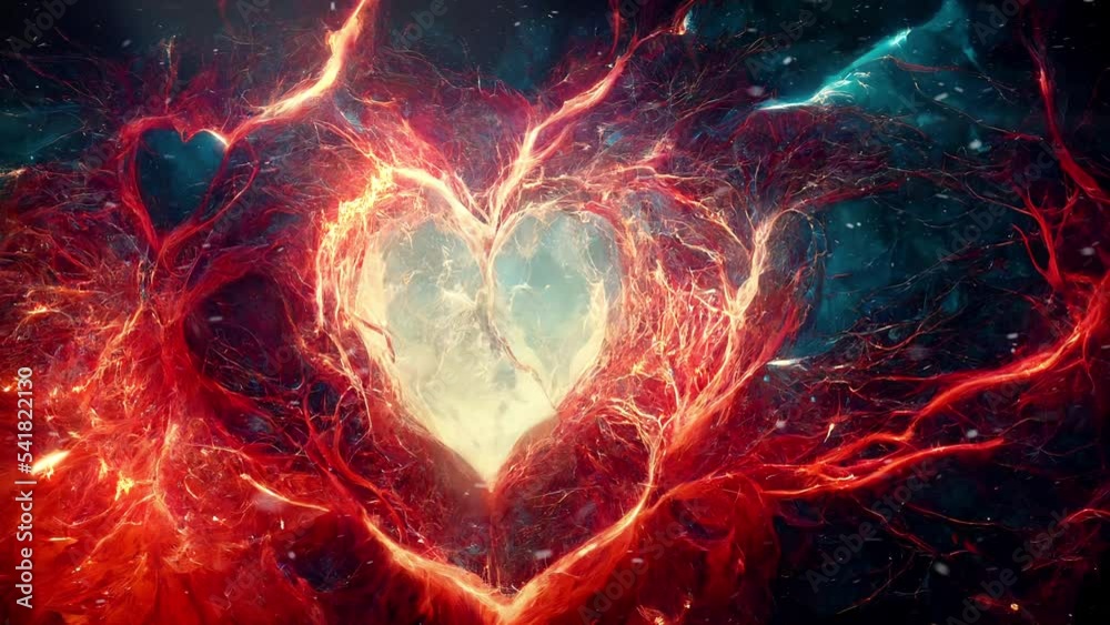 Concept animation of the energetic energy of love connecting to the ...