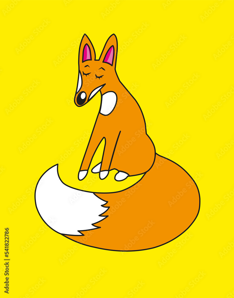 Fox. Color image of an animal.CMYK color. Flat design. Stock ...