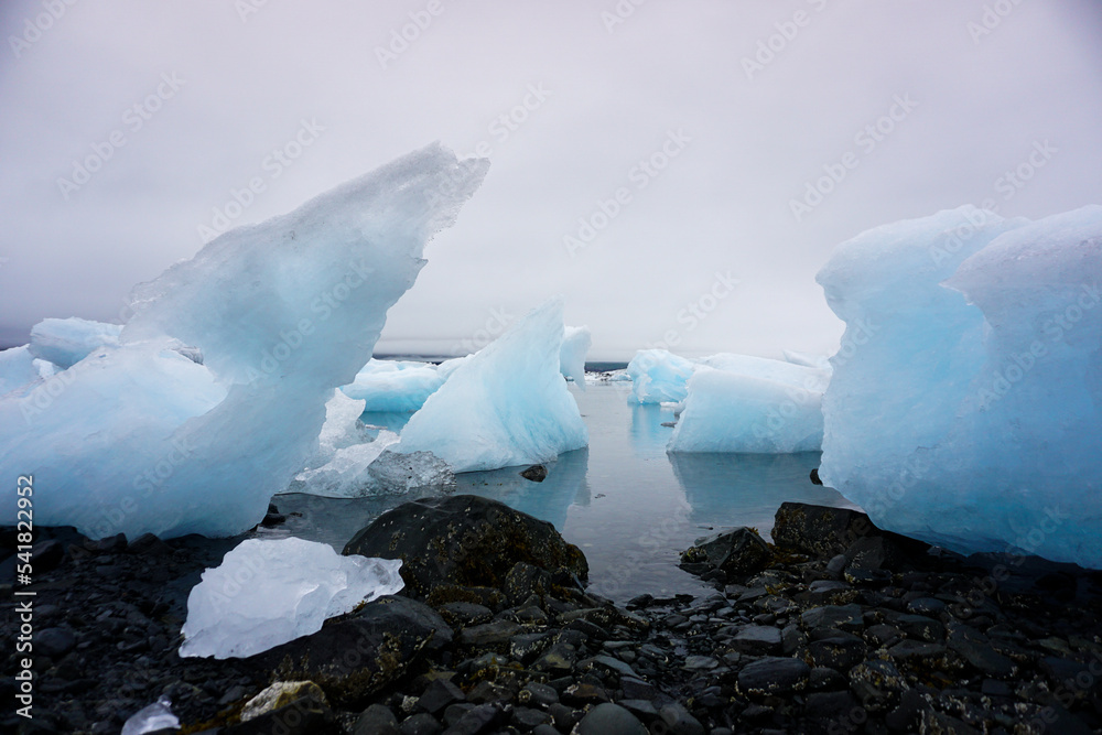 Cloudy and freezing cold ice floe landscape in Alaska Stock Photo ...