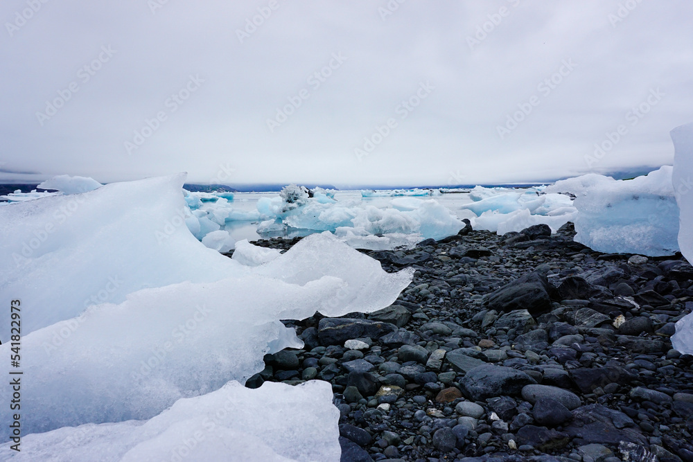 Cloudy and freezing cold ice floe landscape in Alaska Stock Photo ...