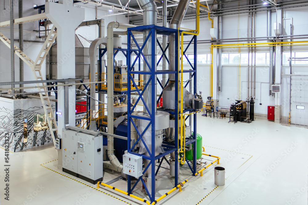 Large modern industrial automated coffee processing plant Stock Photo ...