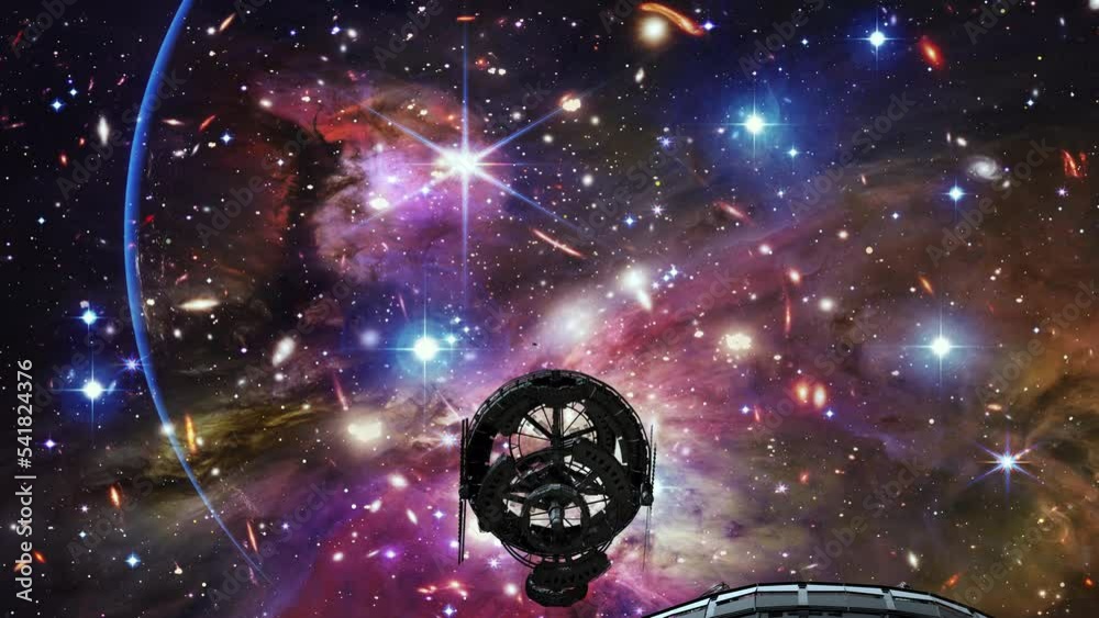 Alien spaceships traveling outer space nebula universe Stock Video ...